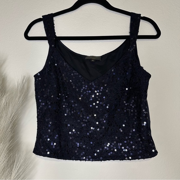 Tahari | Tops | Tahari Luxe Collection Navy Sequin Tank | Poshmark
